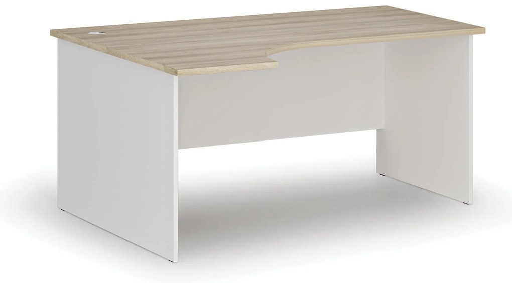 Rohový kancelářský psací stůl PRIMO WHITE, 160x120 cm, levý, bílá/dub přírodní