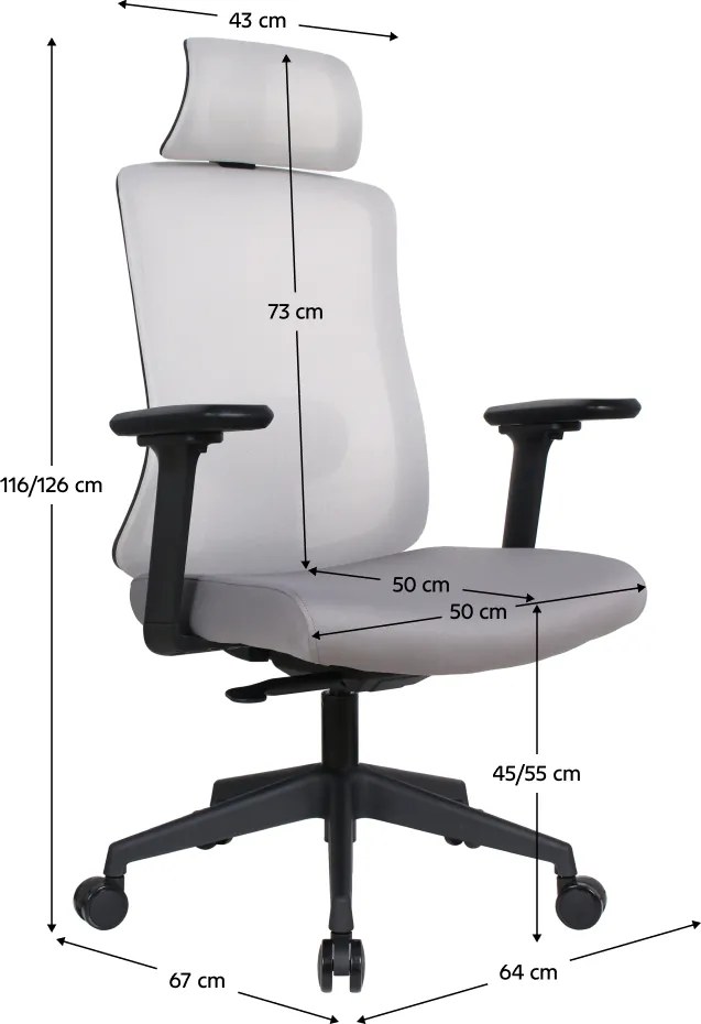 Ergonomická kancelářská židle PART - šedá síťovina / nosnost 150 kg