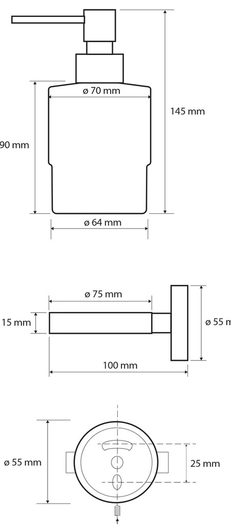 Sapho Sapho, X-ROUND COPPER dávkovač mýdla 200ml, mléčné sklo, měď mat, XR103PG