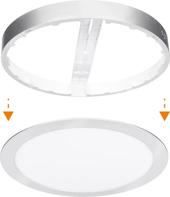 Solight LED mini panel koupelnový 2v1, 3CCT, podhledový/přisazený, 24W, 2040lm, IP54, stříbrná, kulatý