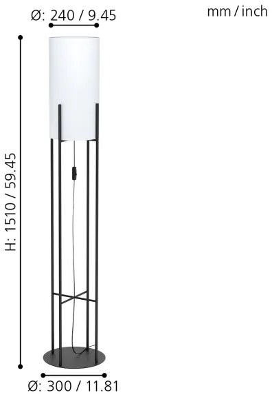 Eglo 43141 - Stojací lampa GLASTONBURY 1xE27/60W/230V