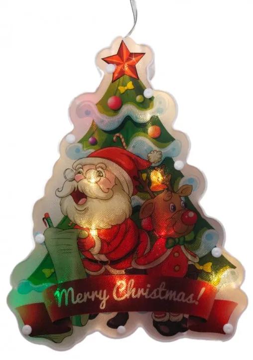 Vánoční LED závěsná dekorace do okna, Santa Claus rozdává dárky