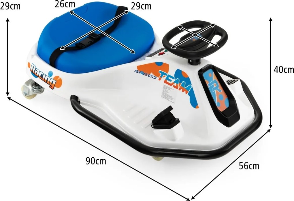 Costway Elektrická motokára pro děti 24 V driftovací auto pro děti s 360° rotací