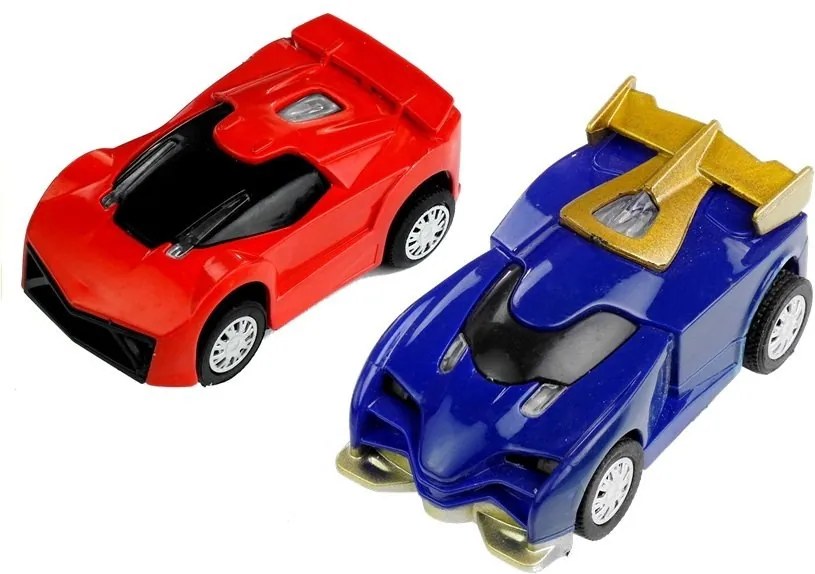 LEAN Toys Závodní dráha 2, autíčka Slot Cars v měřítku 1:43, smyčka s lampami