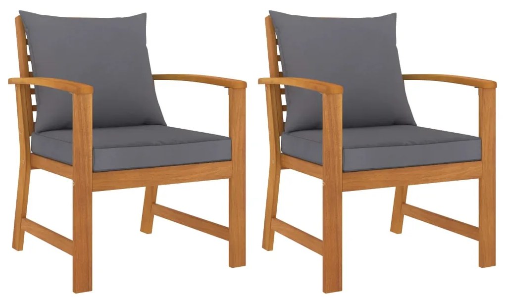 311832 vidaXL Zahradní židle 2 ks tmavě šedá poduška masivní akáciové dřevo