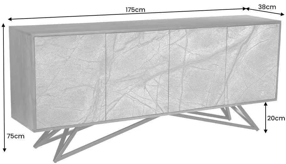 Designová komoda Quillon 175 cm přírodní kámen