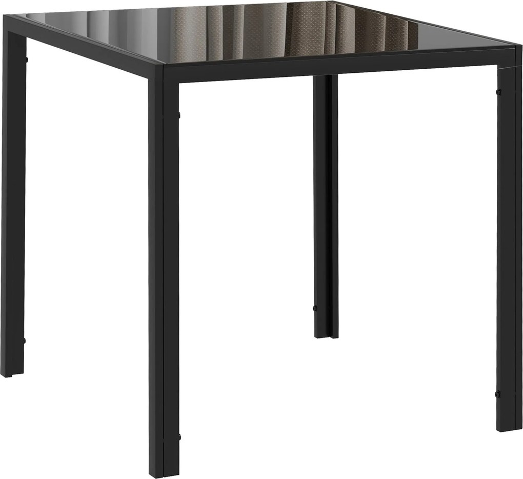 HOMCOM Jídelní stůl 75 x 75 cm, Čtvercový kuchyňský stůl pro 4 osoby, Jídelní stůl s tvrzeným sklem a kovovými nohami, Moderní stůl do kuchyně, jídeln