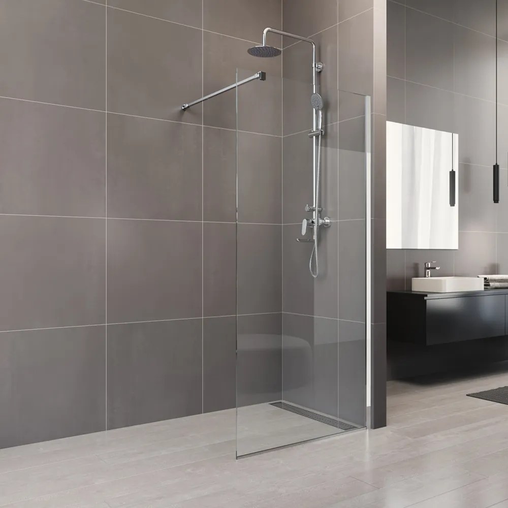 Mereo Mereo, Sprchová stěna WALK IN, Novea, chrom ALU, sklo Čiré, CK10605H