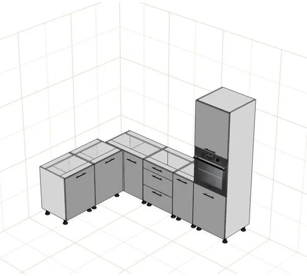 Rohová kuchyně Brick levý roh 240x160 cm (černá/dub craft)