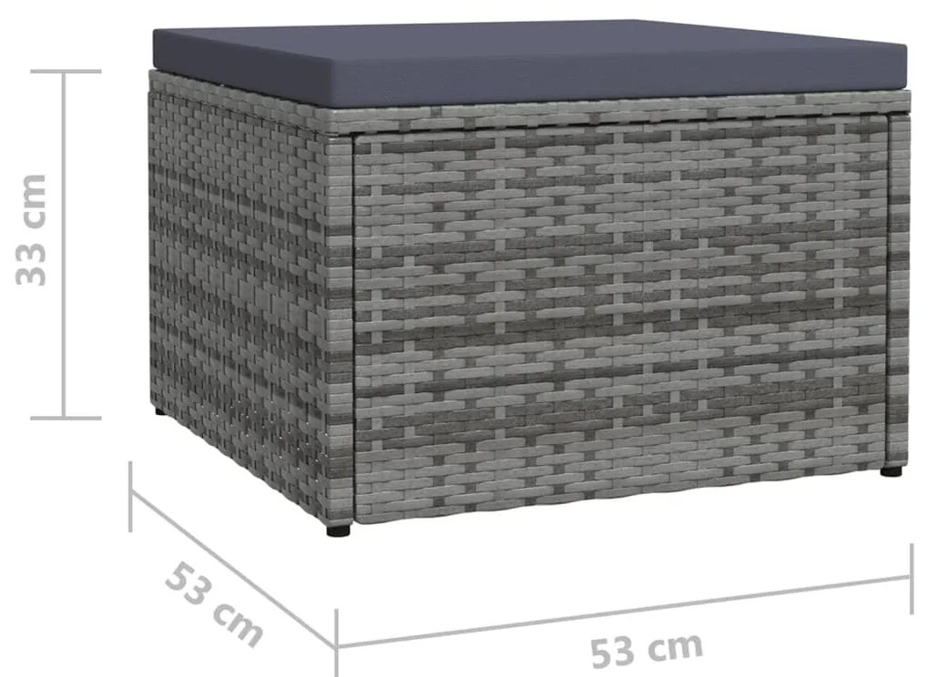 vidaXL Marketos Zahradní podnožka s poduškou šedá polyratan