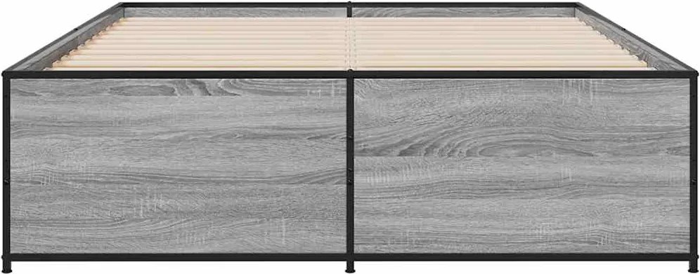 Rám postele šedý sonoma 140 x 190 cm kompozitní dřevo a kov 3279900