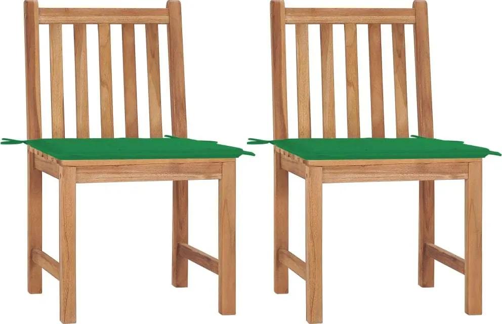 vidaXL Zahradní židle 2 ks s poduškami masivní teakové dřevo [3062924] Barva: Šedá
