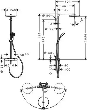 Hansgrohe Pulsify S Puro - Sprchový set s termostatem | průměr 26 cm |