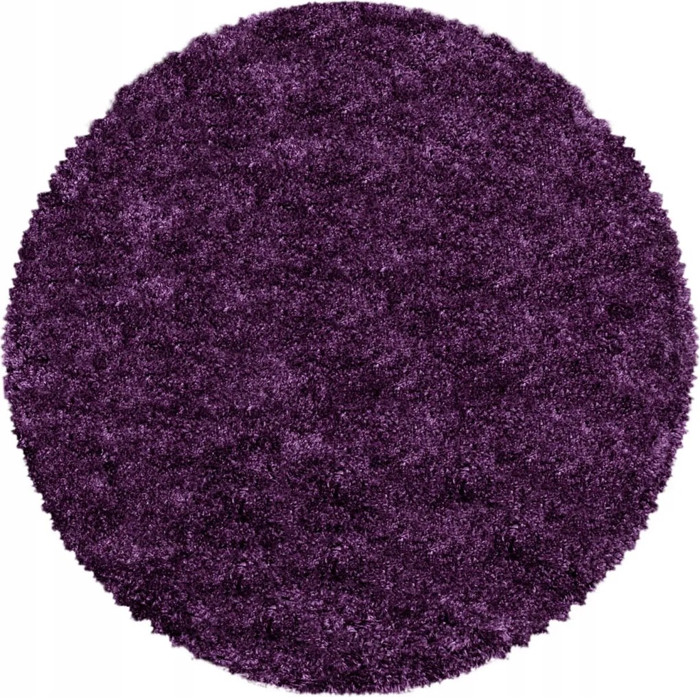 Ayyildiz, Kusový koberec Fluffy Shaggy 3500 lila kruh, 160x160 (průměr) kruh, fialová, ložnice