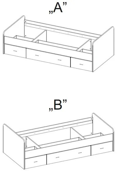 Postel se zásuvkami Boro 2, 90x200 cm