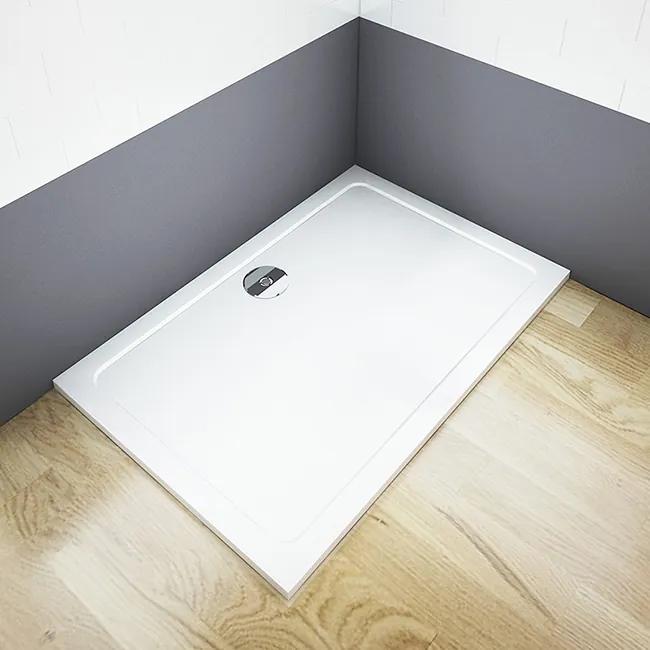 CERANO - Sprchová vanička z litého mramoru obdélníková Piato - bílá matná - 120x70 cm