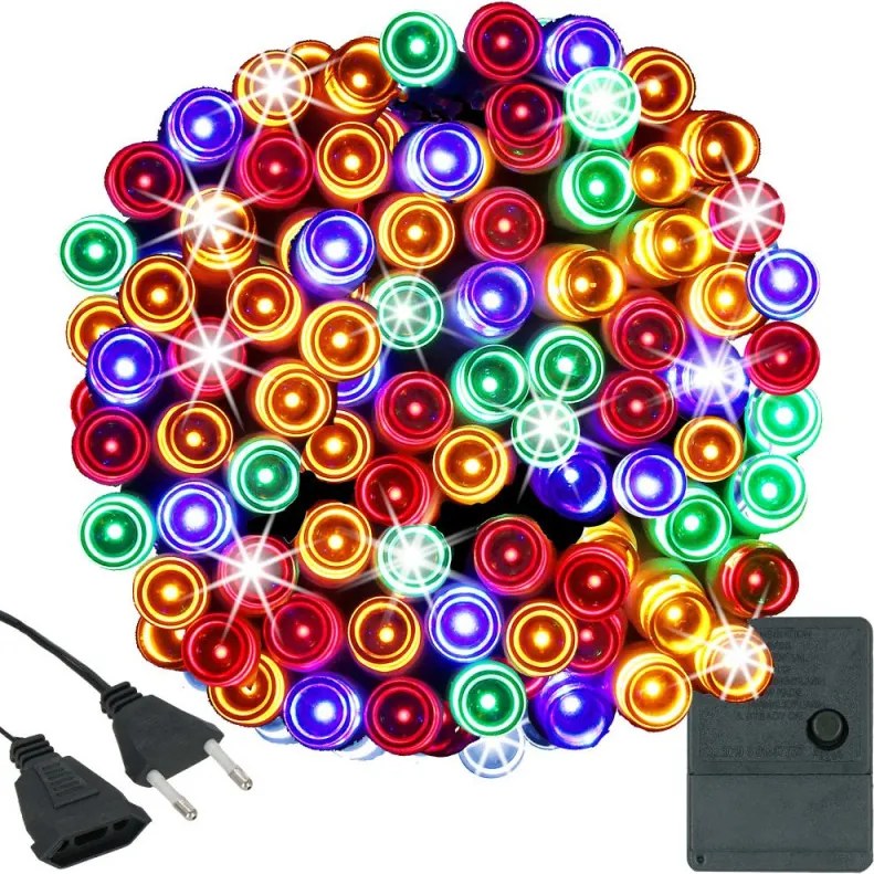 LED světelný řetěz - 27,5m, 400LED, 8 funkcí, multicolor