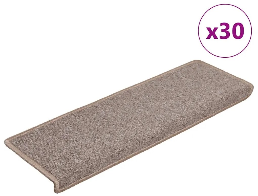 Schodové rohože 30 ks 65 x 21 x 4 cm světle hnědé s obdélníkovým okrajem 3365767
