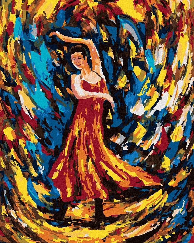 zuty zuty - malování podle čísel - dívka tančící flamenco, 80x100 cm, plátno