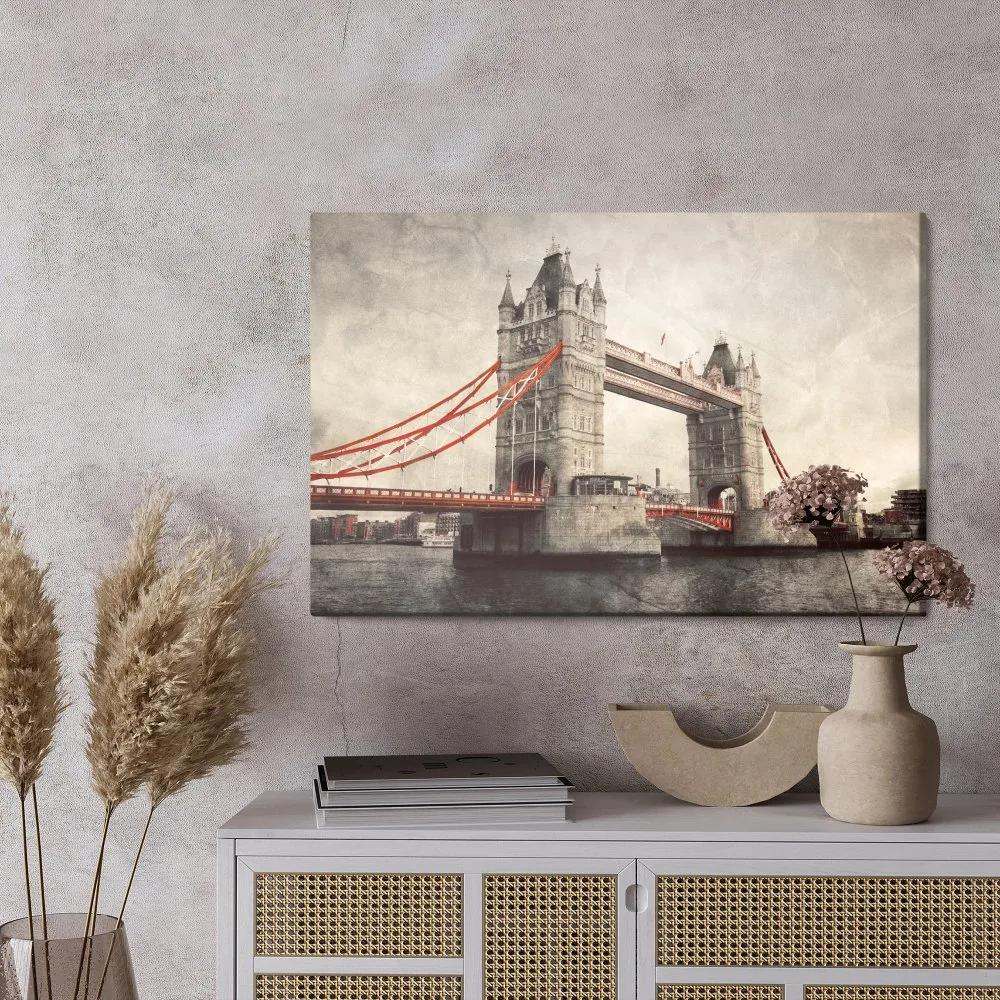 Obraz Tower Bridge V Retro Stylu Nedostatek Nedostatek Plátno Canvas 70x50