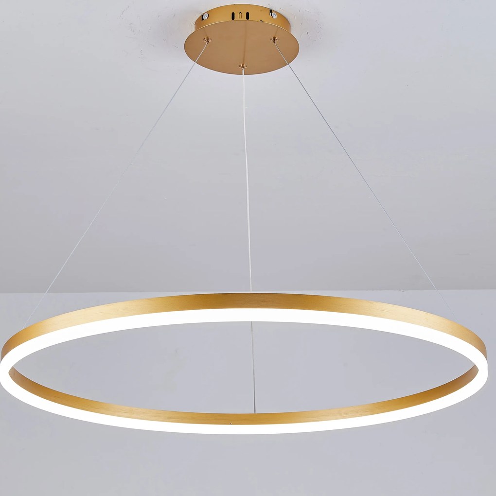 závěsné stropní svítidlo Led Lustr Dálkový Ovladač Ring 60 cm zlatá do obývacího pokoje