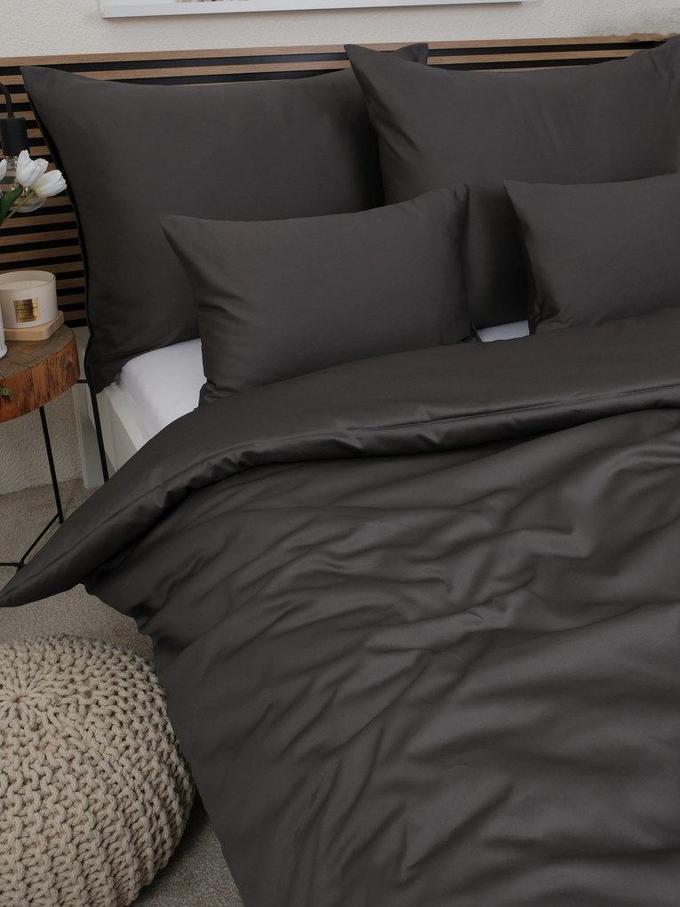 MK Lůžkoviny Francouzské saténové povlečení - Diana antracitové 220 × 200 cm, 2ks 70 x 90 cm