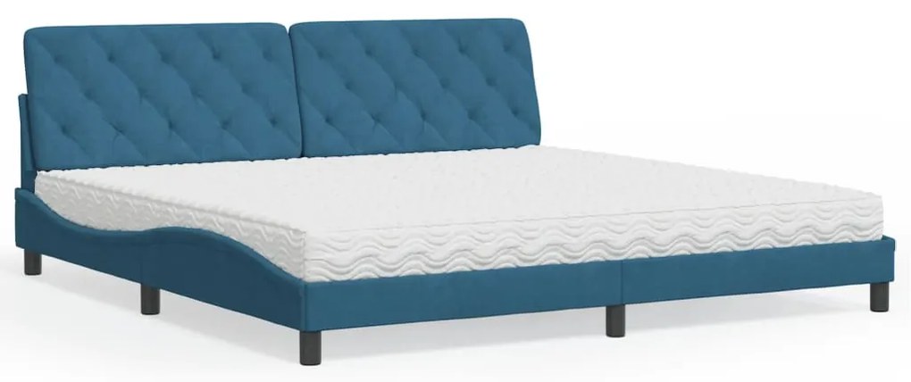 Postel s matrací modrá 200 x 200 cm samet 3208680
