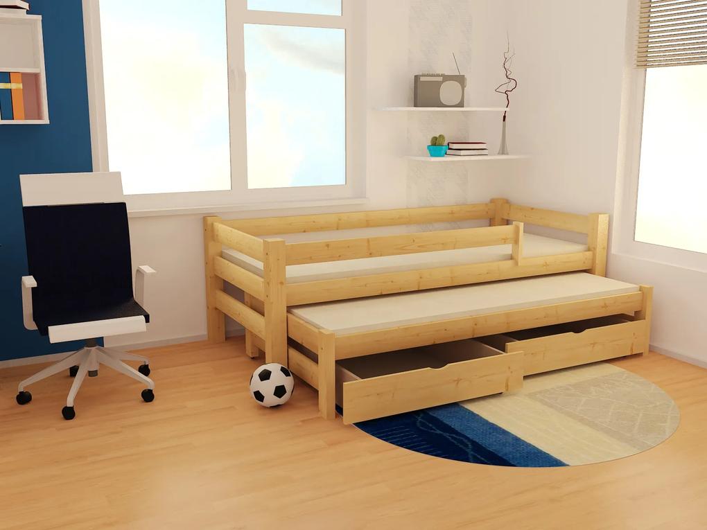 MAXMAX Dětská postel s výsuvnou přistýlkou z masivu ROBUST 8X8 7B - 200x80 cm