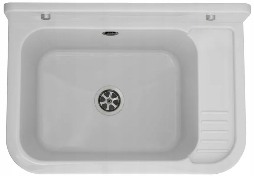 Sink Quality Universe, univerzální plastová výlevka 50x34x31 cm + sifon, 1-komorová, bílá, SKQ-KGK50-WH