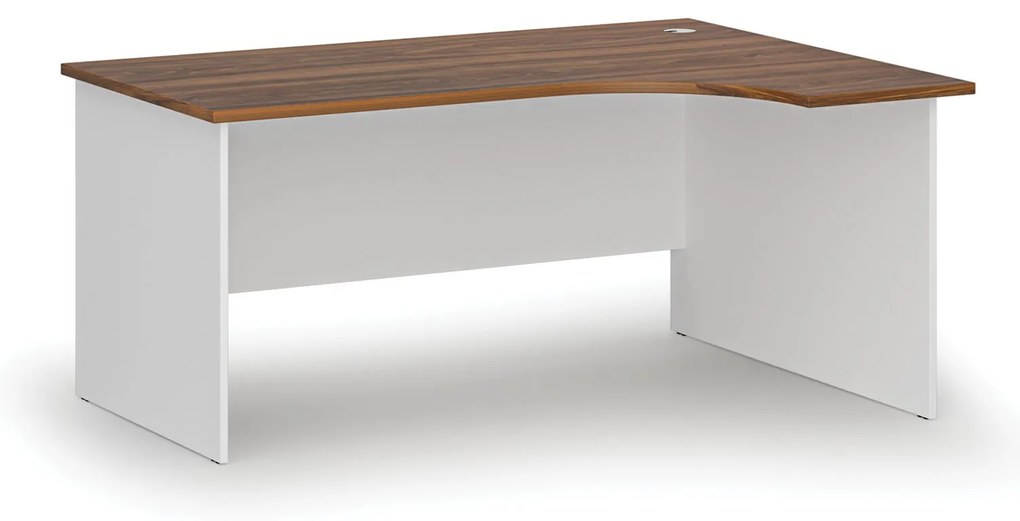 Rohový kancelářský psací stůl PRIMO WHITE, 160x120 cm, pravý, bílá/ořech