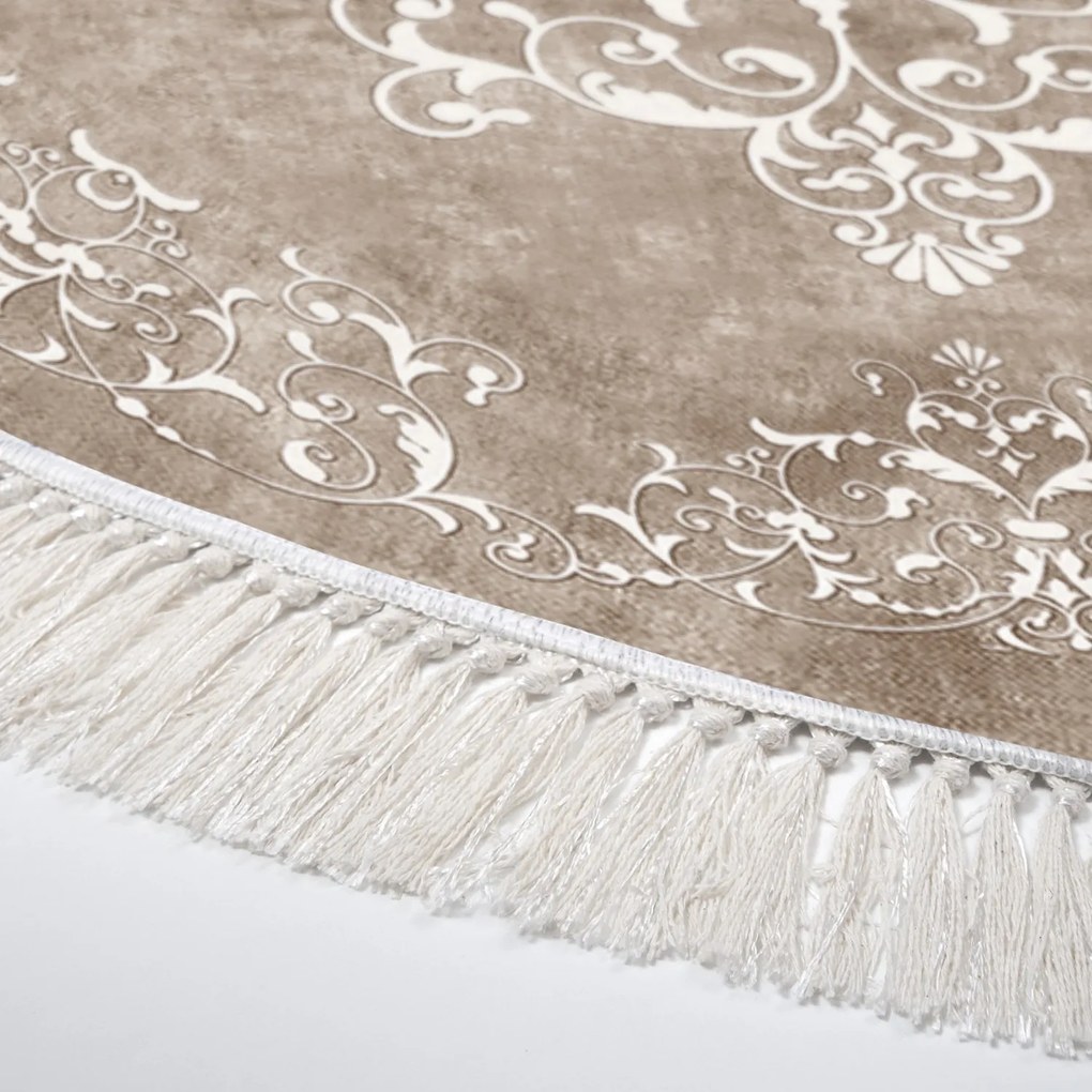 Conceptum Hypnose Kusový koberec Aln400616Bj, Béžová, Bílá Rozměr koberce: 180 cm KRUH