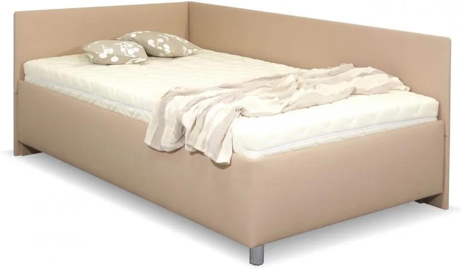 Zvýšená čalouněná postel s úložným prostorem Ryana, 140x200, světle hnědá