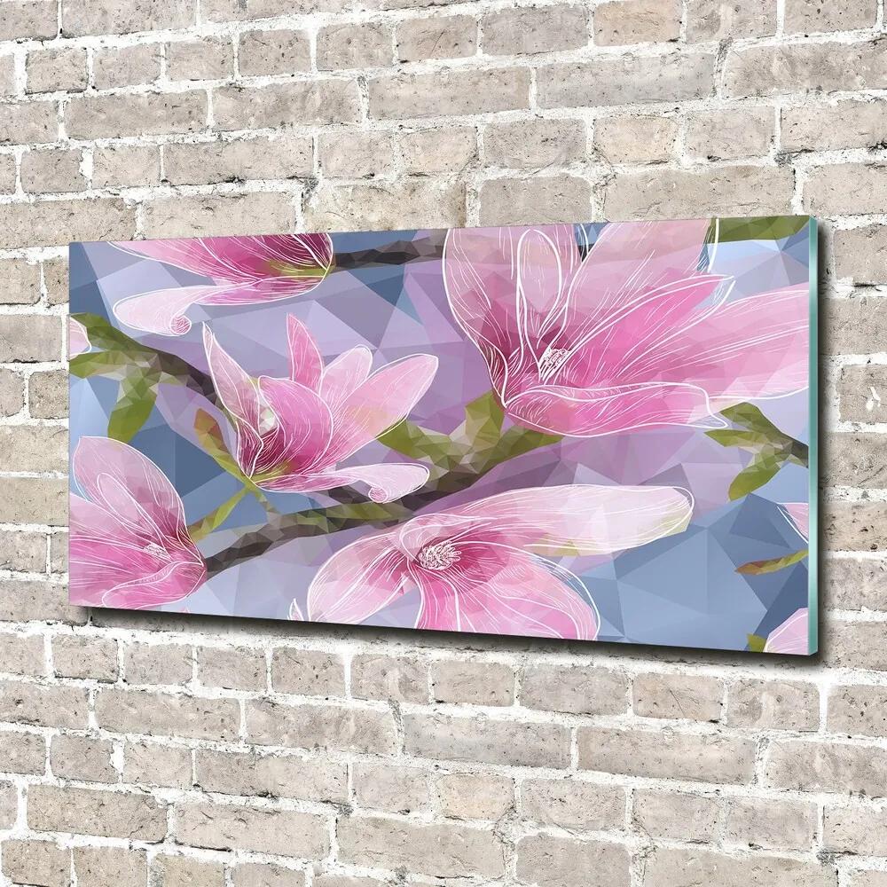 Wallmuralia Foto obraz sklo tvrzené Růžová magnolie 140x70 cm