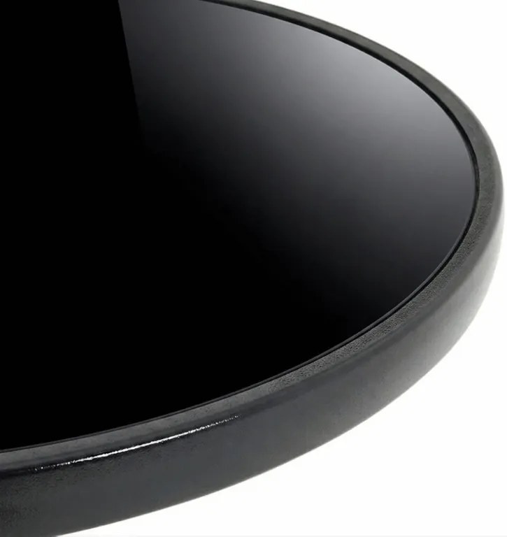 Kulatý zahradní stůl se skleněnou deskou ISLAND BLACK 60 cm, černý