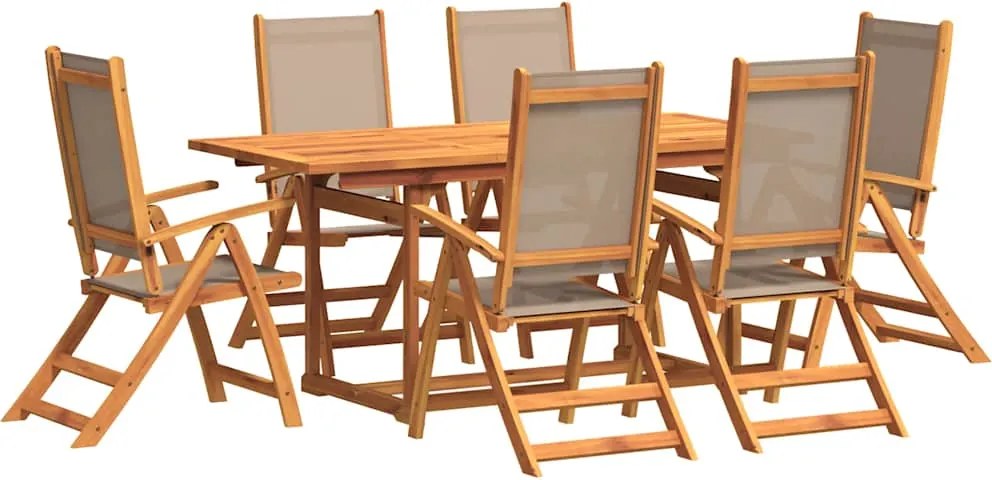 7dílný zahradní jídelní set masivní akáciové dřevo a textilen 3279325