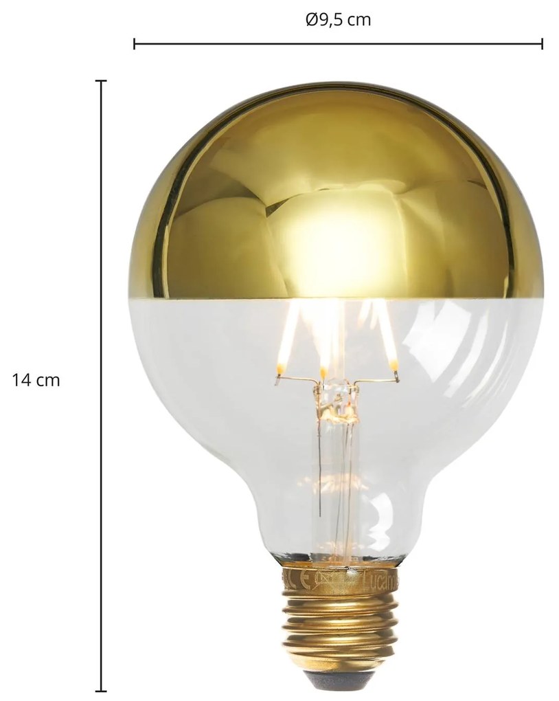 Zrcadlová LED žárovka E27 3,8 W G95, 2700K zlatá