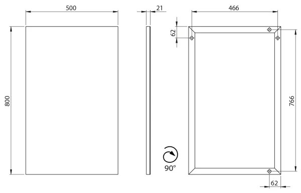 Sapho - Zrcadlo v rámu AROWANA 50x80 matná černá