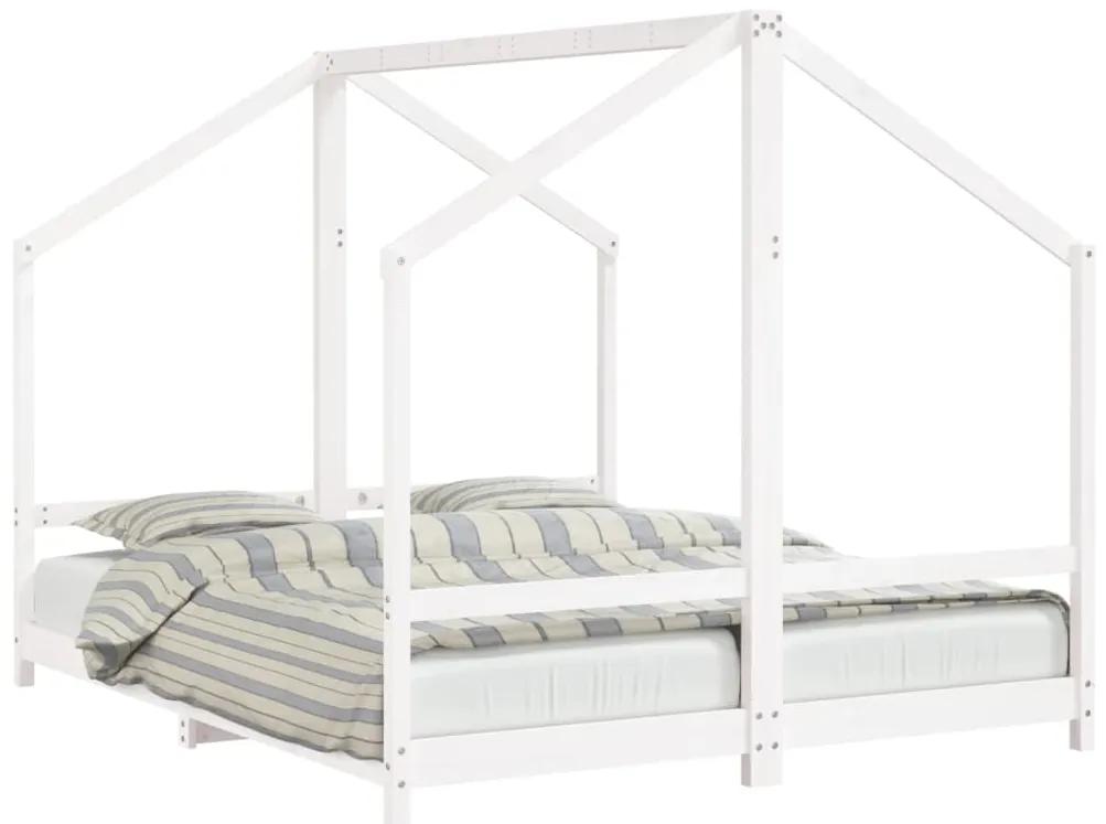 vidaXL Dětská postel bílá 2x (80 x 200) cm masivní borové dřevo