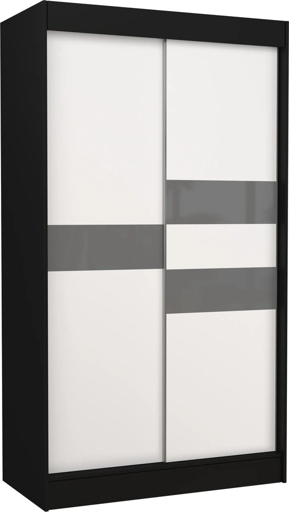 ADRK Furniture Skříň s posuvnými dveřmi a lacobelem BATIA 120 SW-BAT-B+W+GL-120+A508