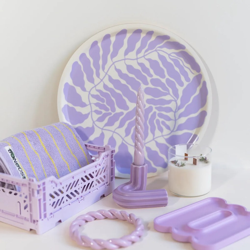 Wrap Ilustrovaný tác dřevěný Art Trays by Linnéa Andersson kulatý fialový