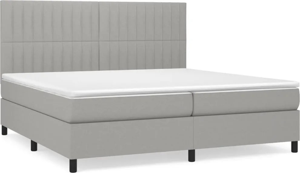 Box spring postel s matrací světle šedá 200 x 200 cm textil 3141961