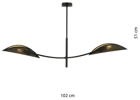 Lustr na tyči LOTUS 2xE14/10W/230V černá/zlatá
