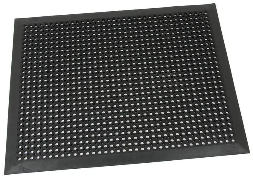 Černá gumová venkovní vstupní rohož s obvodovou hranou Octomat Mini - 70 x 90 x