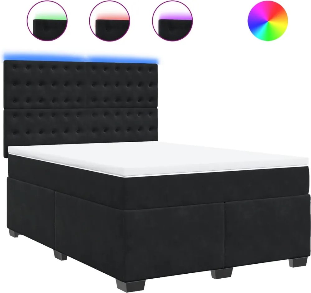 Box spring postel s matrací černá 160x200 cm samet 3293268