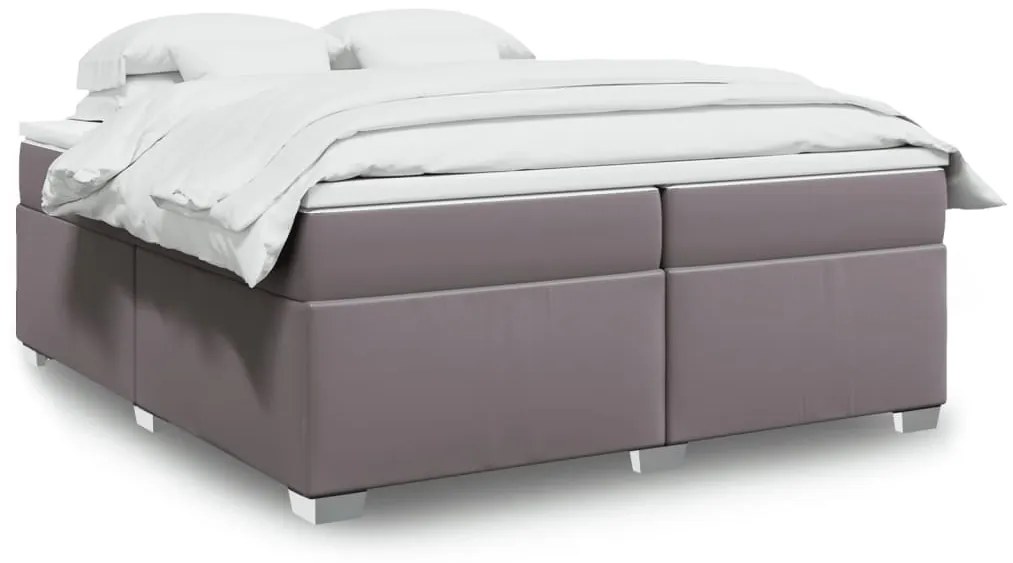 Box spring postel s matrací šedá 200x200 cm umělá kůže 3285227