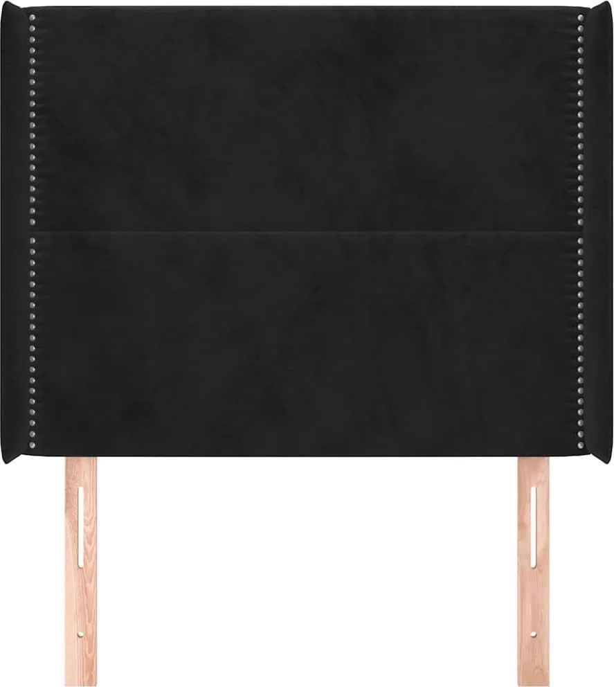 Čelo postele typu ušák černé 103x16x118/128 cm samet 3119484