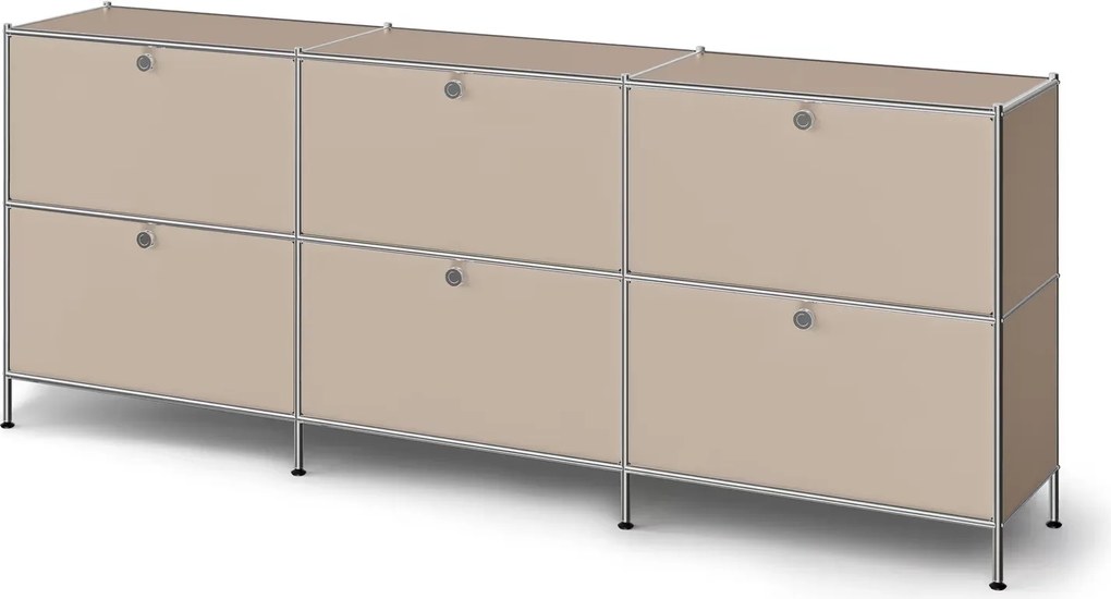 Tchibo - Kovová odkládací skříňka »Cn3« se 6 výklopnými dvířky - barva: chrom