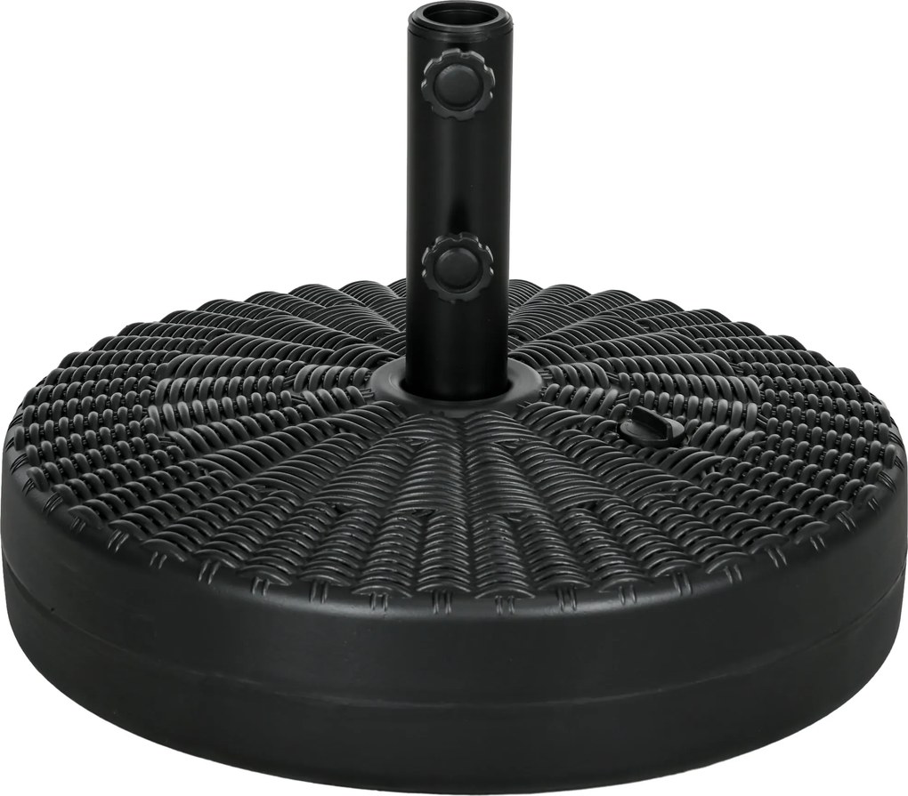 Stojan na slunečník Outsunny 29kg podstavec pro slunečník s tyčí Ø38/48mm, vzhled ratanu, ideální pro zahradu a balkon, HDPE černá Ø51x36cm |