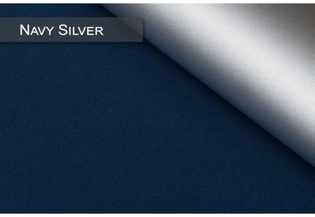Dekodum Termoizolační roleta v bílé kazetě, barva látky Navy Silver Šířka (cm): 118, Výška (cm): Standardní (do 150 cm), Strana mechanismu: Levá