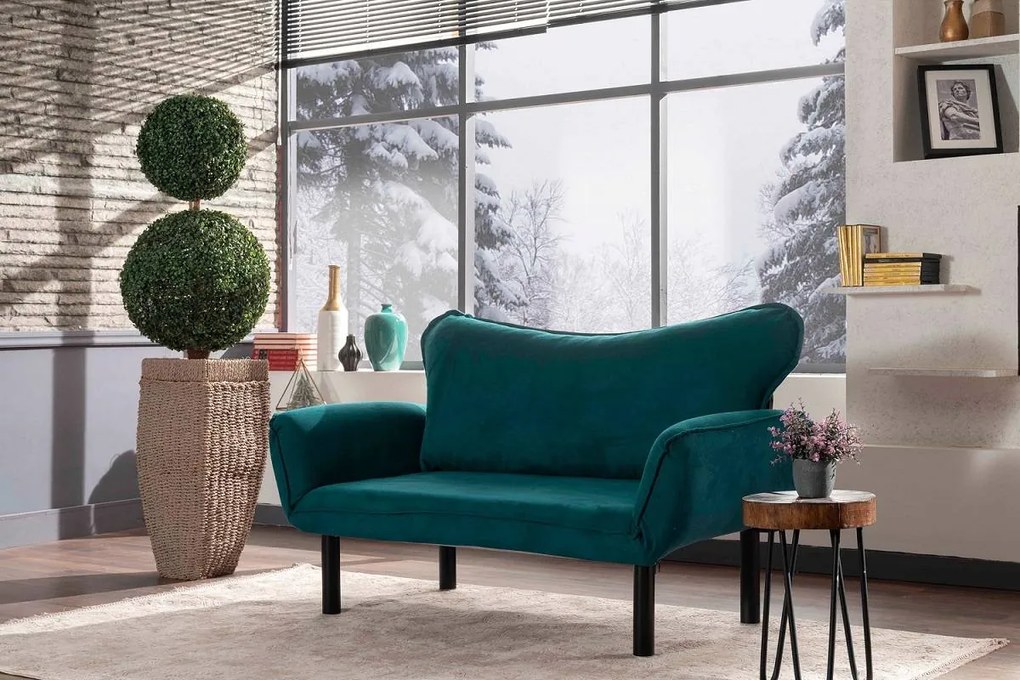 Designová rozkládací pohovka Wenda 140 cm petrolejová